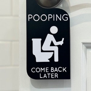 Funny Wooden Pooping W/phone Door Knob Hanging Sign - Etsy