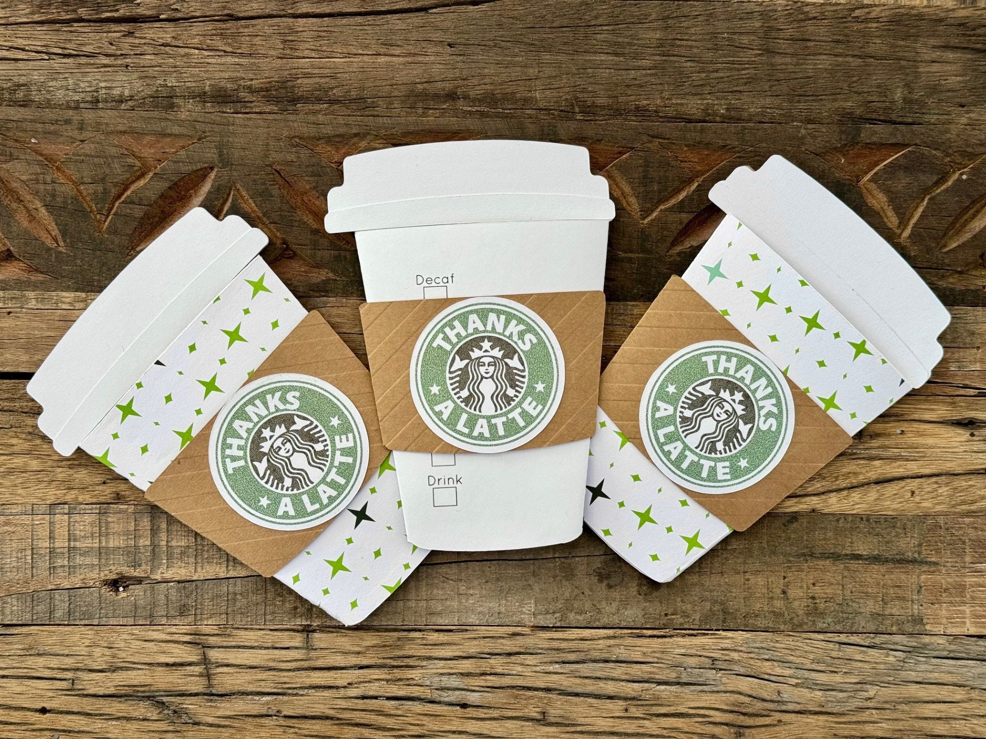 Thanks a Latte Starbucks Coffee Shimmer Cup Gift Card Holders Set of 3 ...