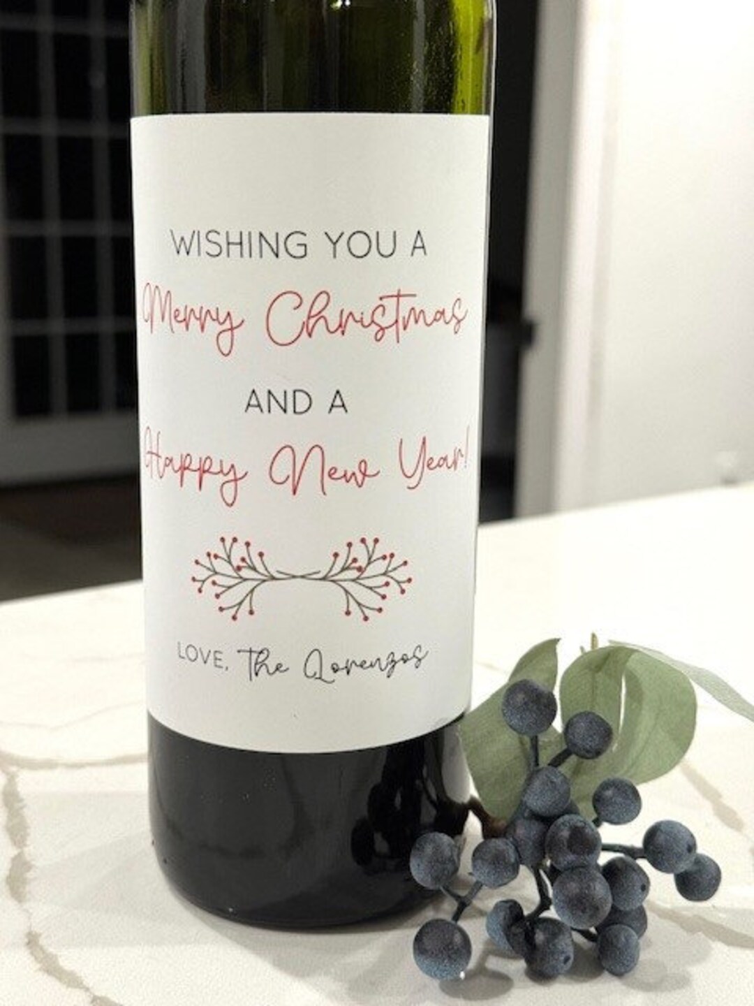 Merry Christmas/happy New Year Wine Labels - Etsy