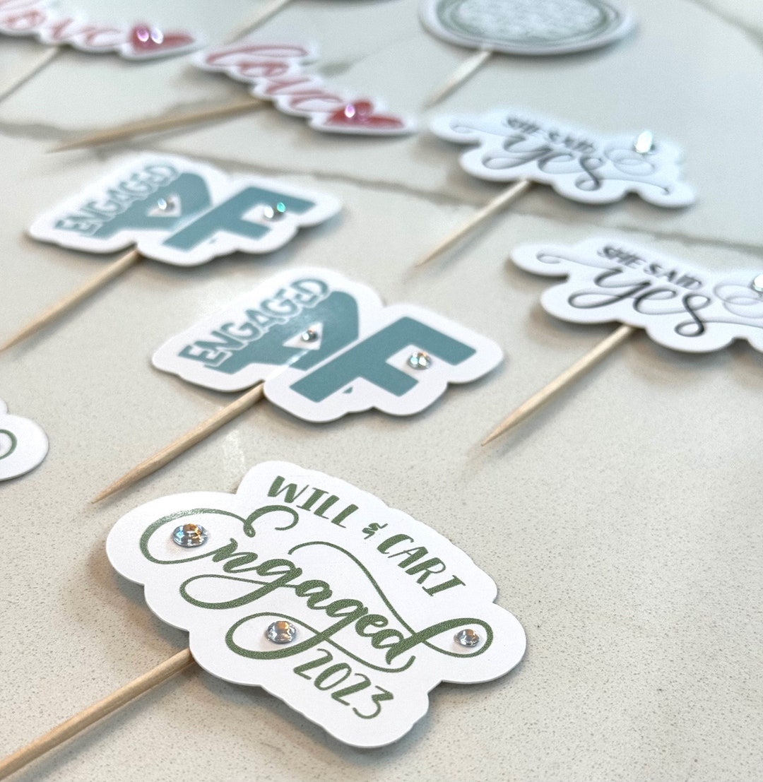 Personalized Engagement Cupcake Toppers Set of 12 - Etsy
