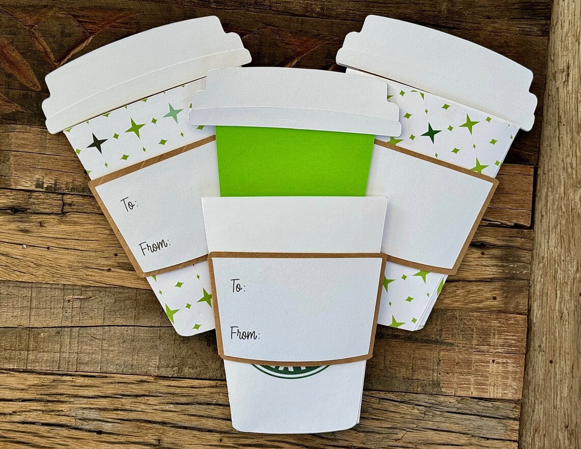 Thanks a Latte Starbucks Coffee Shimmer Cup Gift Card Holders Set of 3 ...