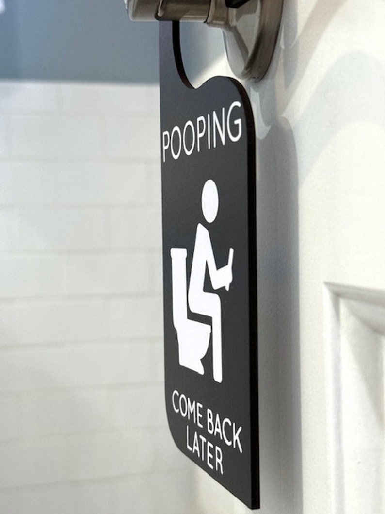 Funny Wooden Pooping W/phone Door Knob Hanging Sign - Etsy