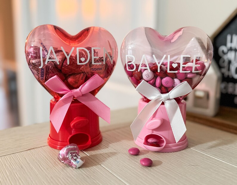 Plastic Red or Pink Heart Candy Dispenser: Personalized & Fillable ...