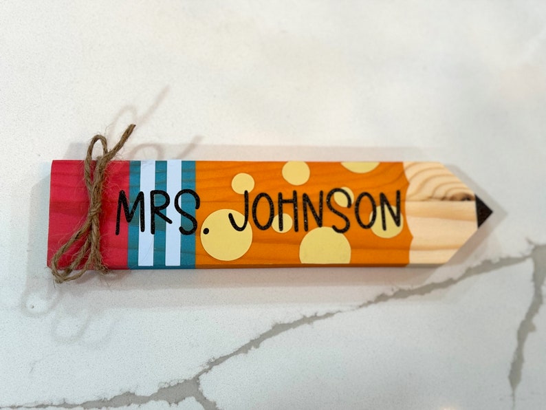 Personalized Teacher Pencil Sign - Etsy