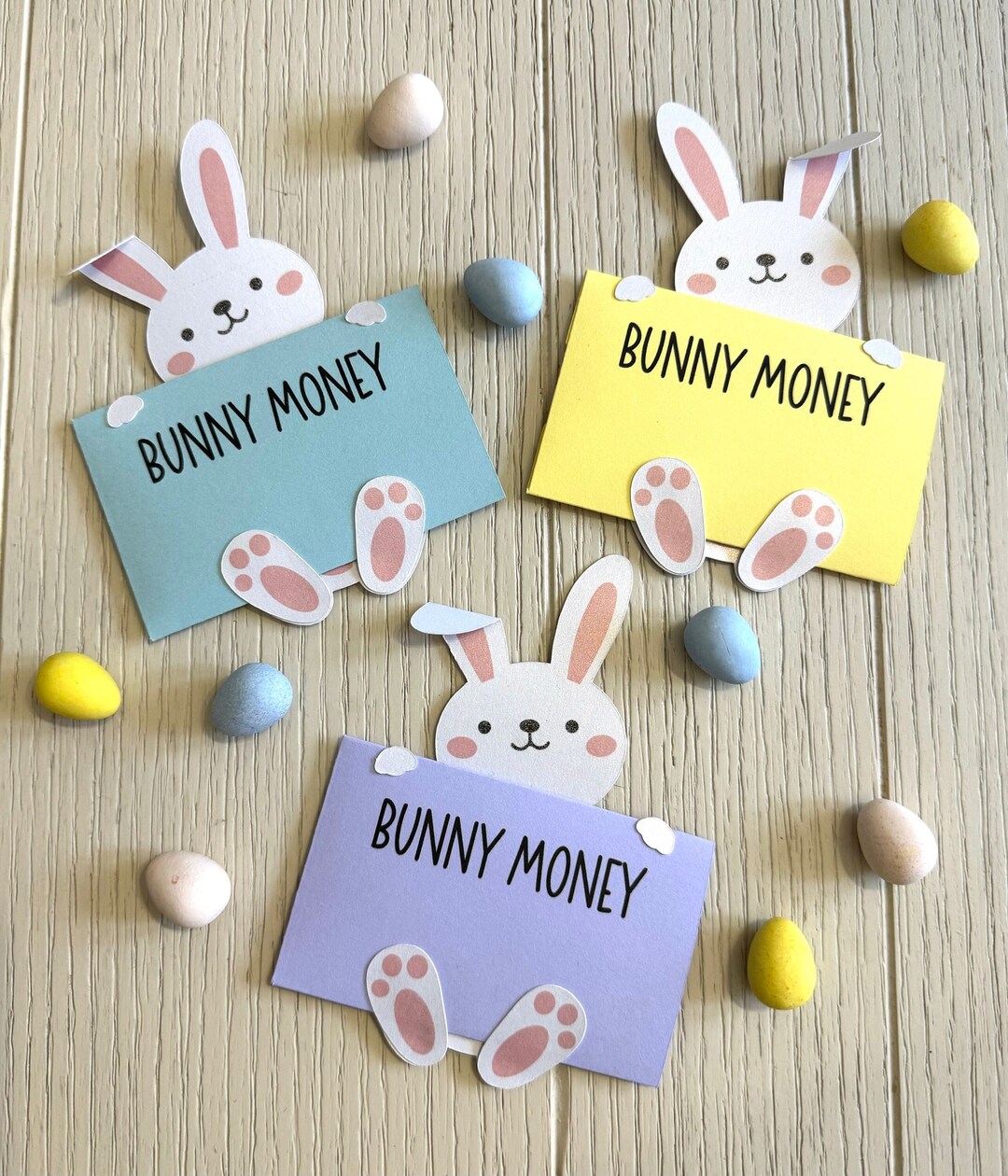 Set of 3 Spring/easter Bunny Money Envelope Cash or Gift Card Holders ...