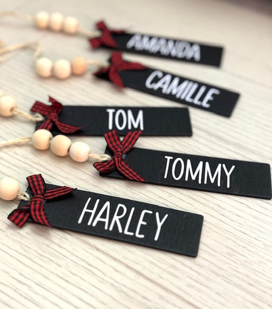 Wooden Stocking Tags With Beads - Etsy