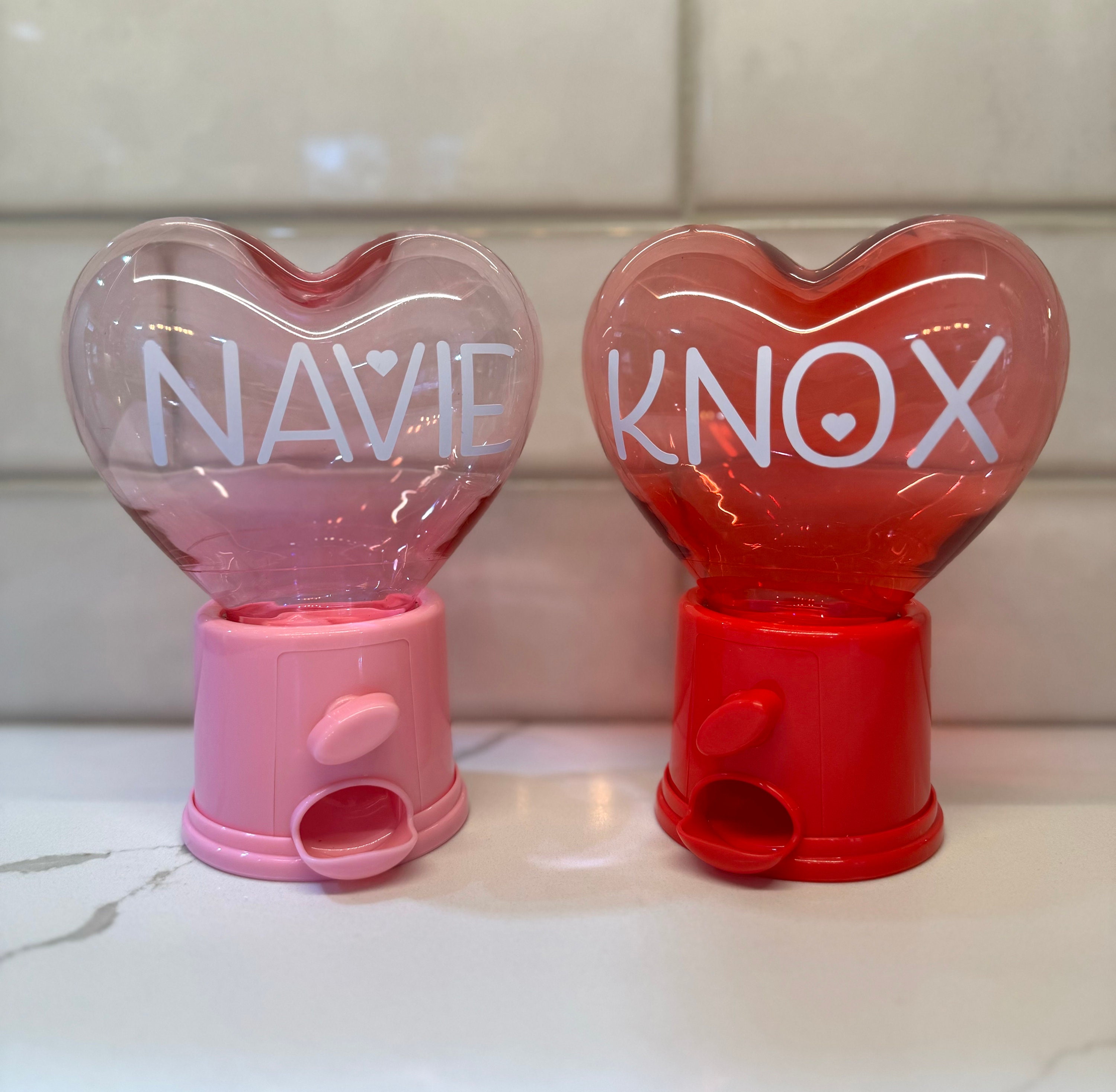 Plastic Red or Pink Heart Candy Dispenser: Personalized & Fillable ...