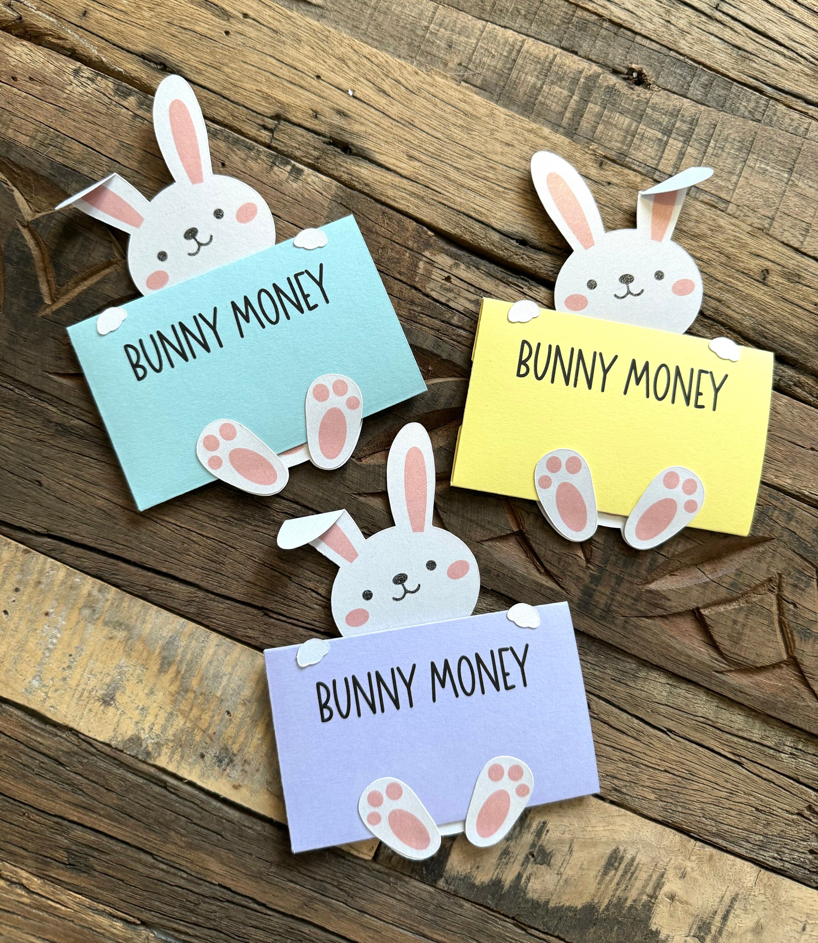 Set of 3 Spring/easter Bunny Money Envelope Cash or Gift Card Holders ...