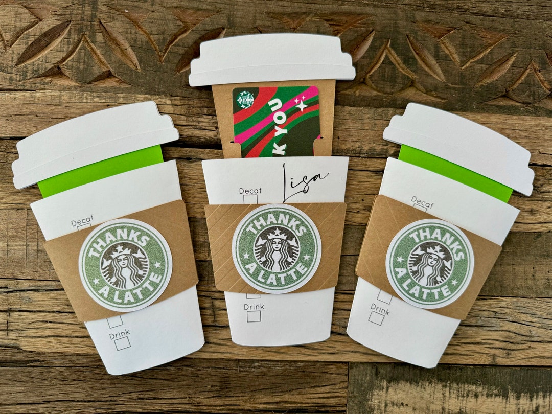 Thanks a Latte Personalized Starbucks Shimmer Coffee Cup Gift Card ...