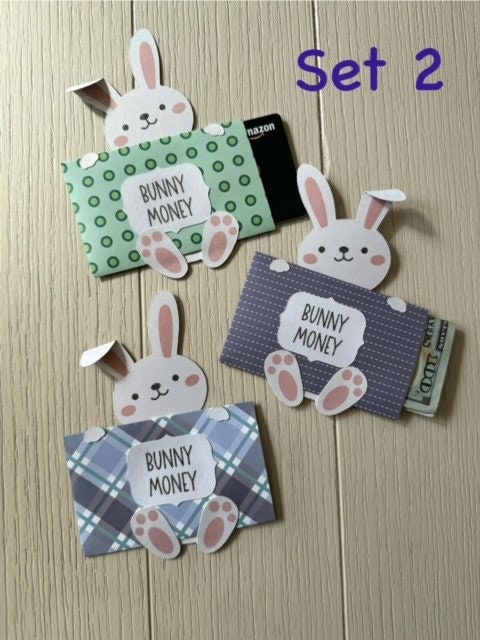 Set of 3 Spring/easter Patterned "bunny Money" Envelope Cash or Gift ...
