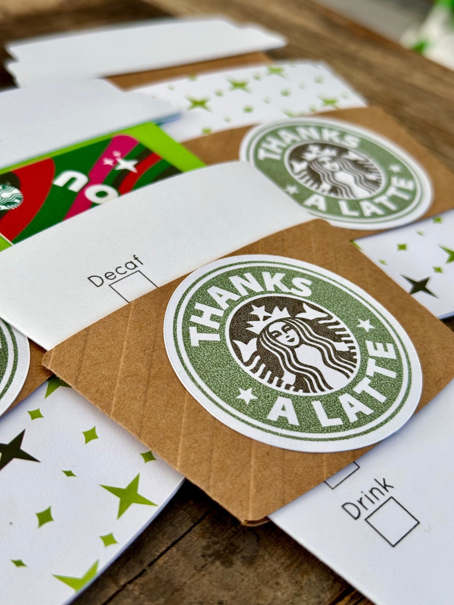 Thanks a Latte Starbucks Coffee Shimmer Cup Gift Card Holders Set of 3 ...