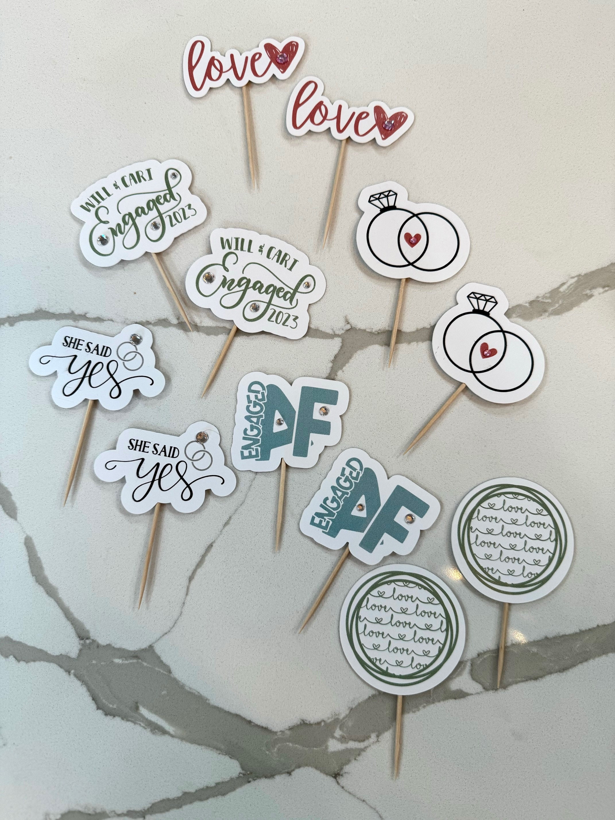 Personalized Engagement Cupcake Toppers Set of 12 - Etsy
