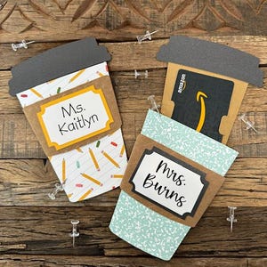Teacher/school Staff Coffee Cup Gift Card Holder - Teacher Appreciation ...