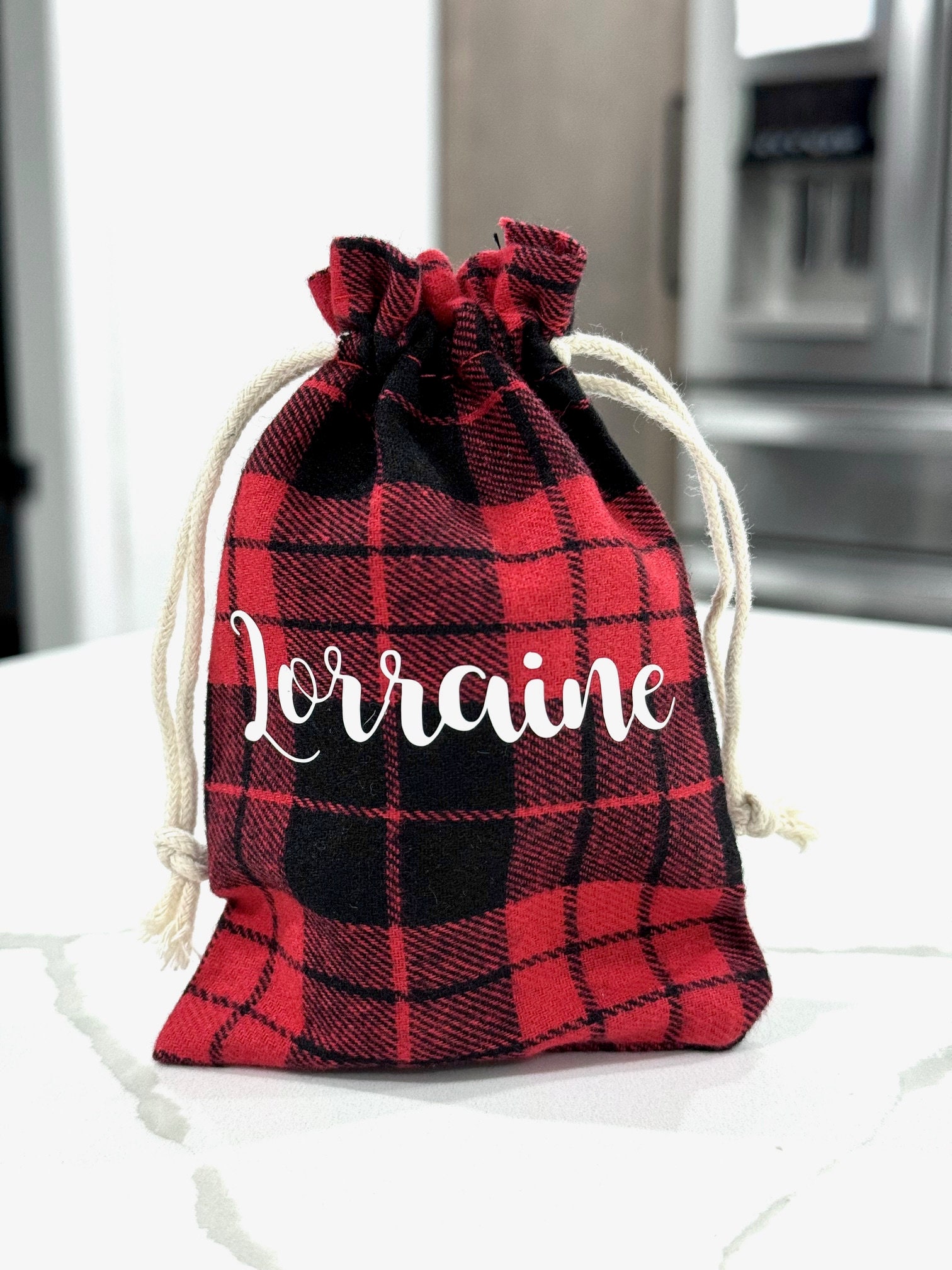 Personalized Small Plaid Flannel Gift Bag: Christmas Gift - Etsy