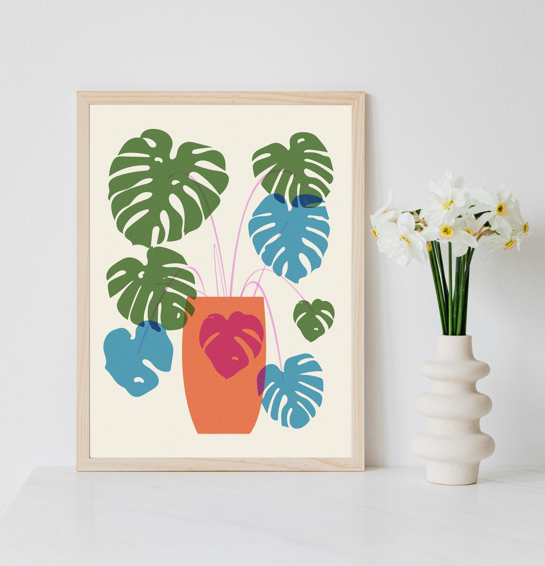 Abstract Monstera Print | Digital Art Download | Colorful Monstera Leaf ...