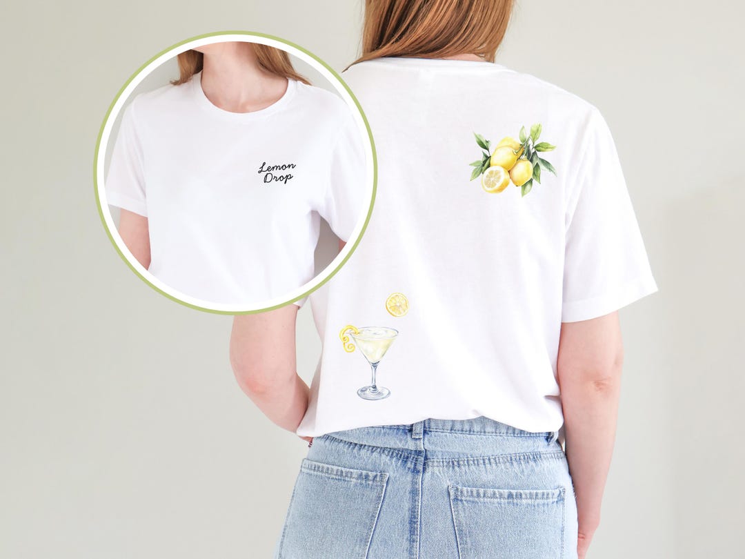 Lemon Drop Martini Shirt, Tini Time Cocktail Tee, Front & Back Print ...