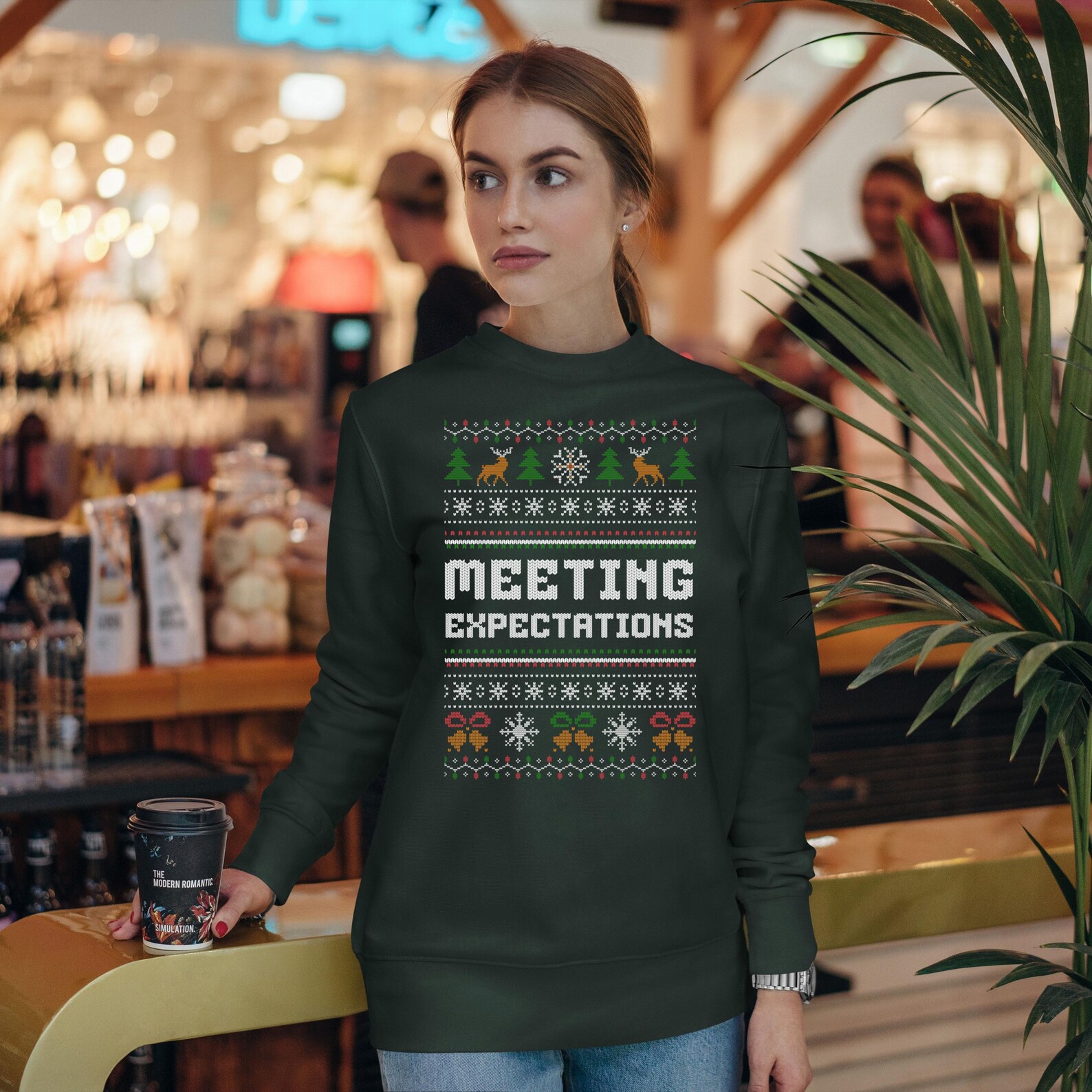 Funny Office Christmas Sweatshirt – Meeting Expectations – Ugly Xmas ...