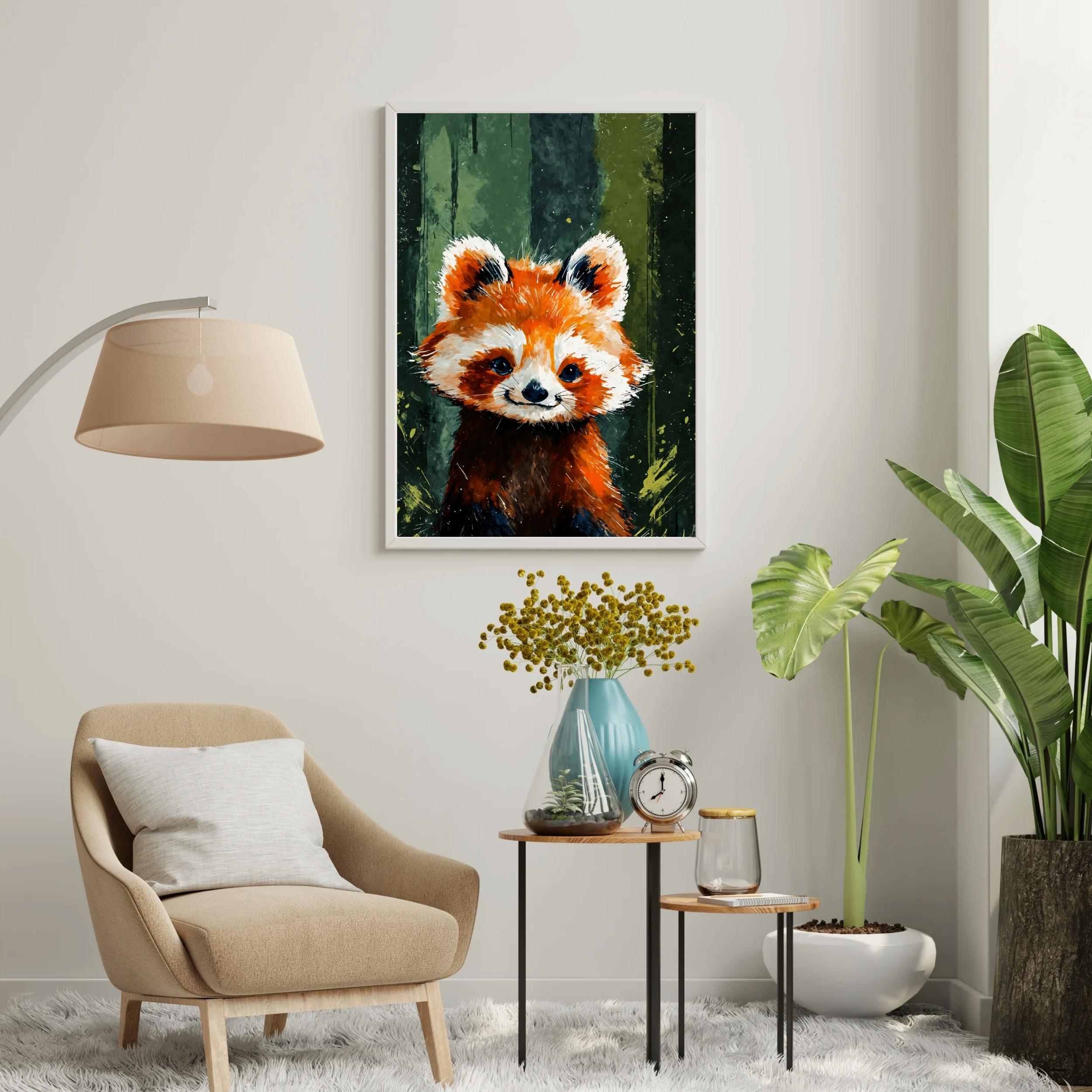 Baby Red Panda Art Print, Cute Panda Canvas Portrait, Endangered Animal ...
