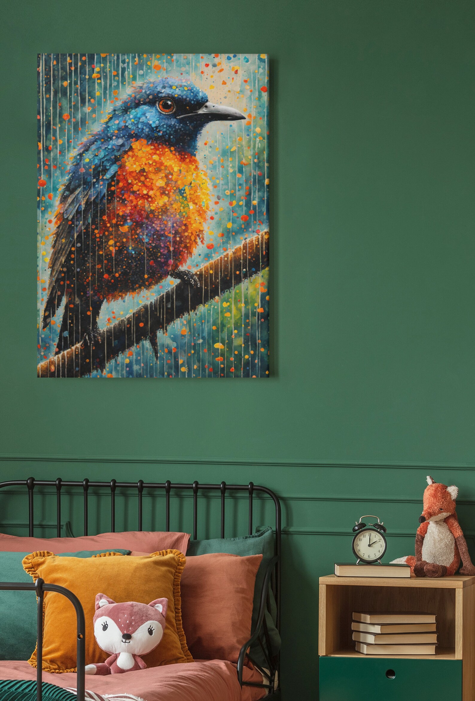 Colorful Bird Print: Modern Pointillism Wall Art - Etsy