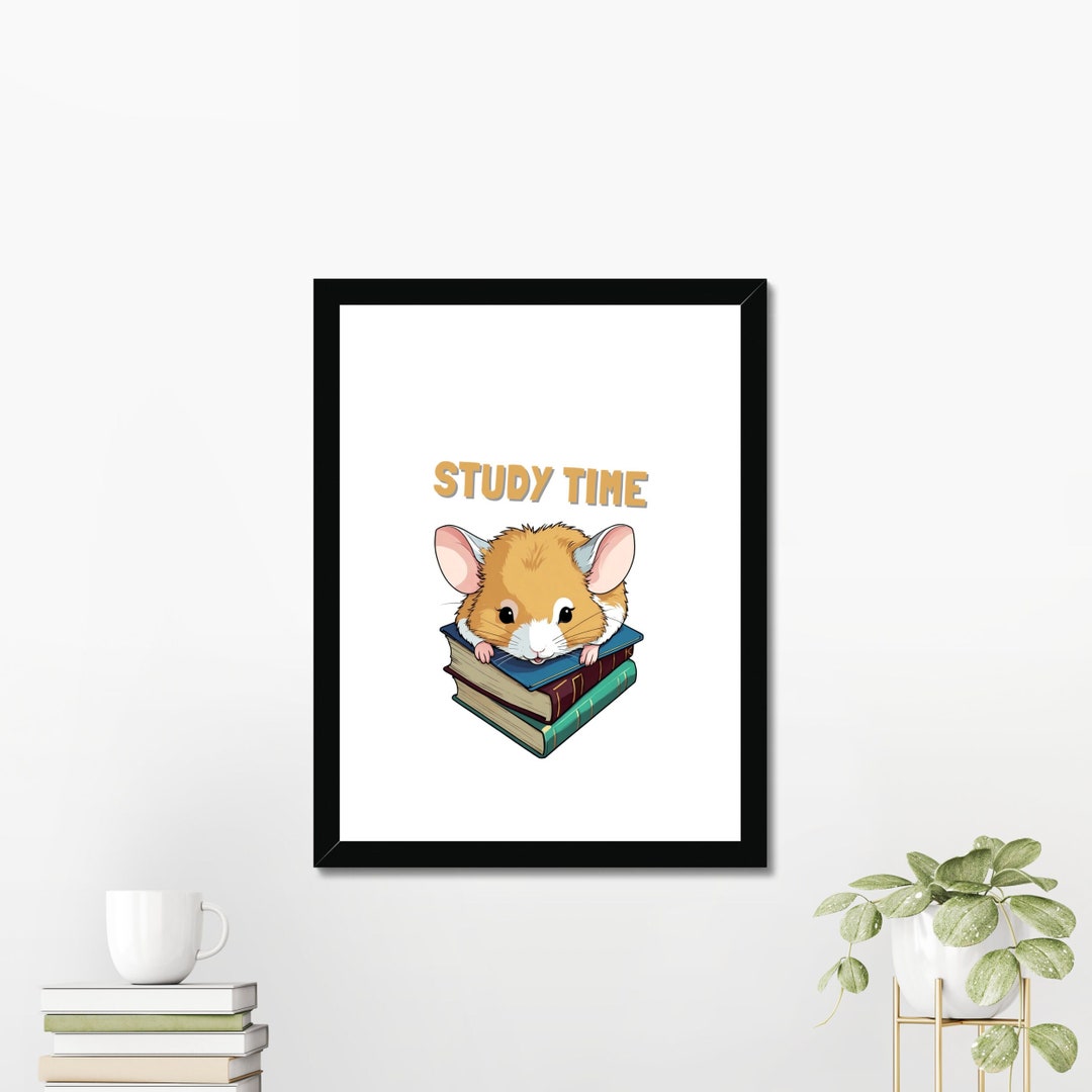 Study Time Illustration Print, Funny and Silly Art Posters, Cute ...