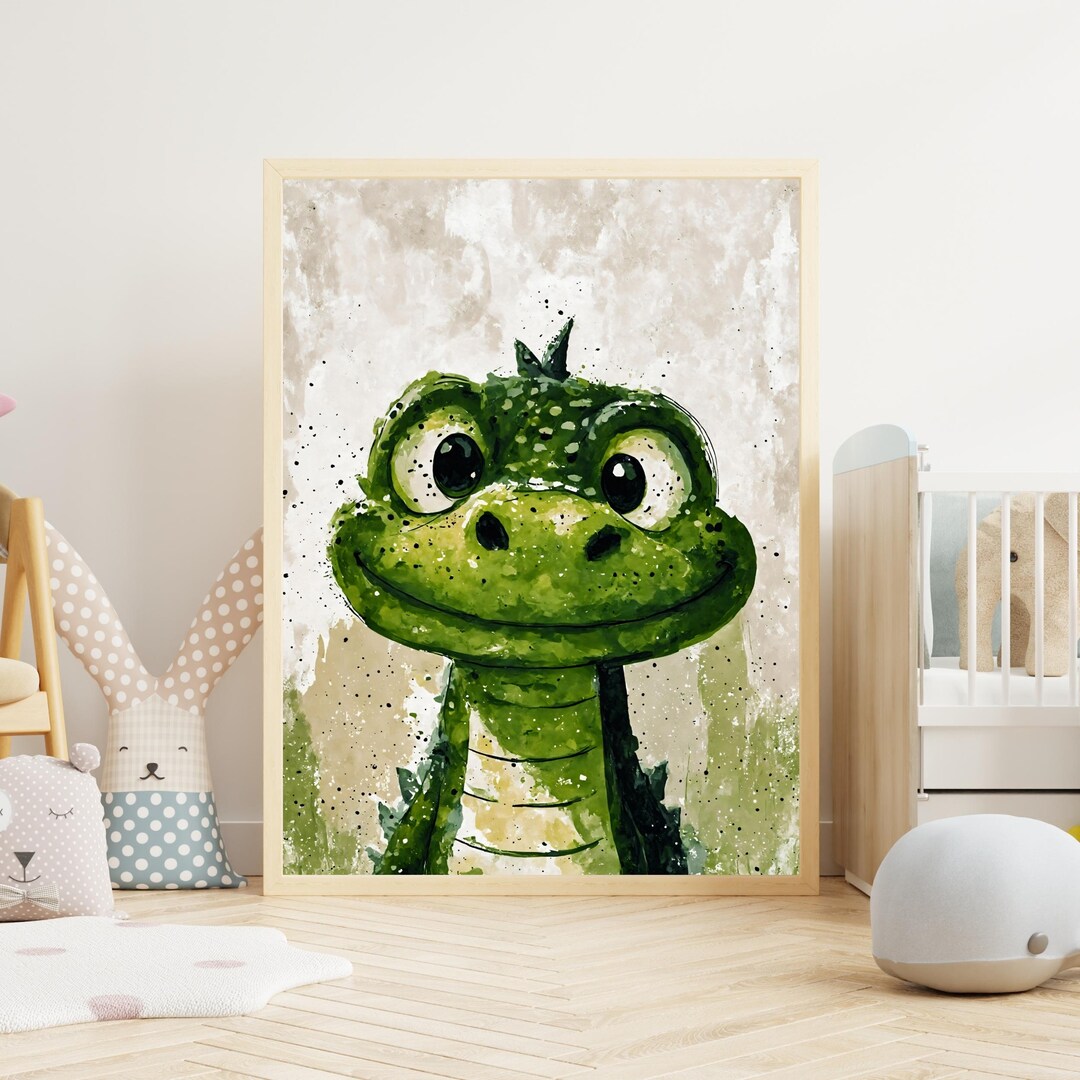 Chibi Baby Alligator Art Print, Cute Gator Portrait, Reptile Wall Art ...