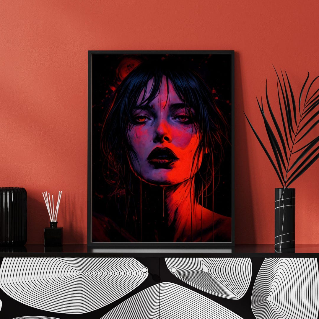 Dark Gothic Female Portrait Art Print, Dramatic Modern Home Decor ...