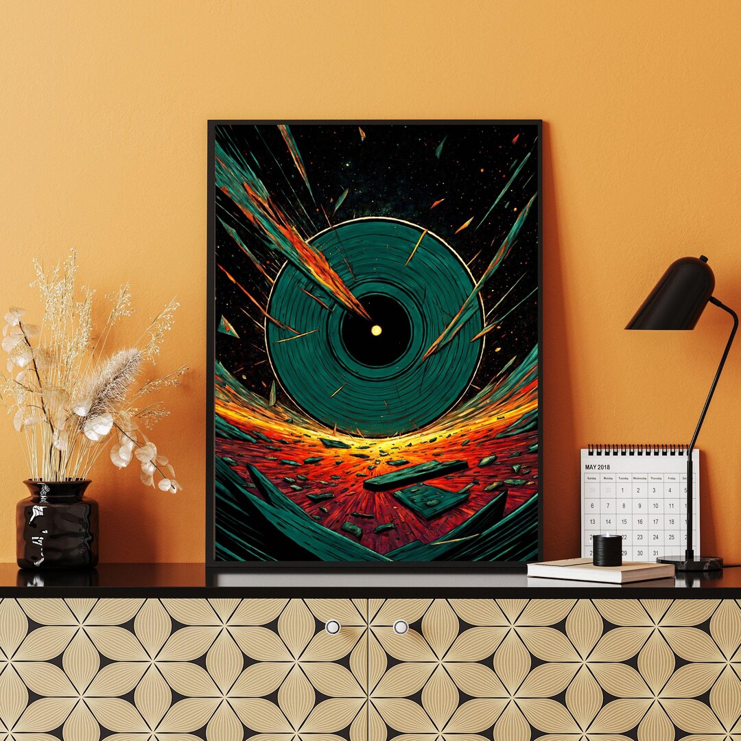 Vintage Record Breaker Art Print, Exploding Vinyl, Music Lover Gift ...