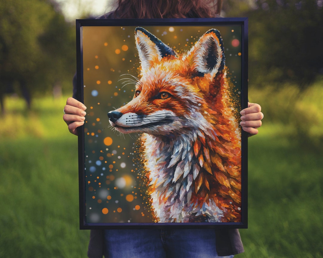 Smirking Fox Painting Print, Wildlife Home Decorr, Gift for Animal ...