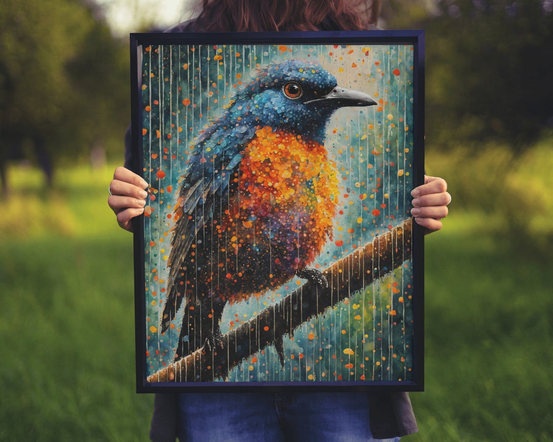 Colorful Bird Print: Modern Pointillism Wall Art - Etsy