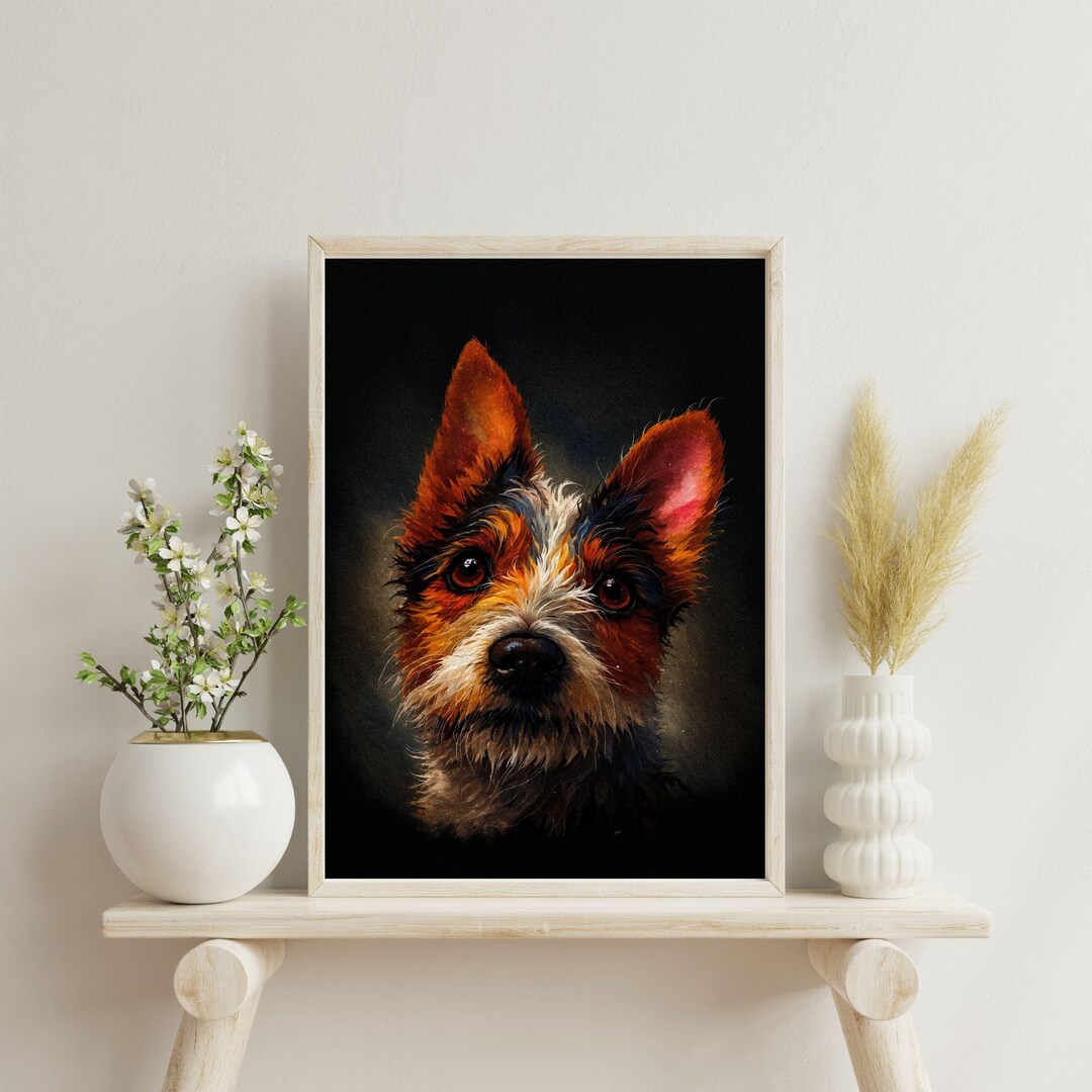 Jack Russell Terrier Portrait, Dog Memorial Art Print, Rustic Pet Wall ...