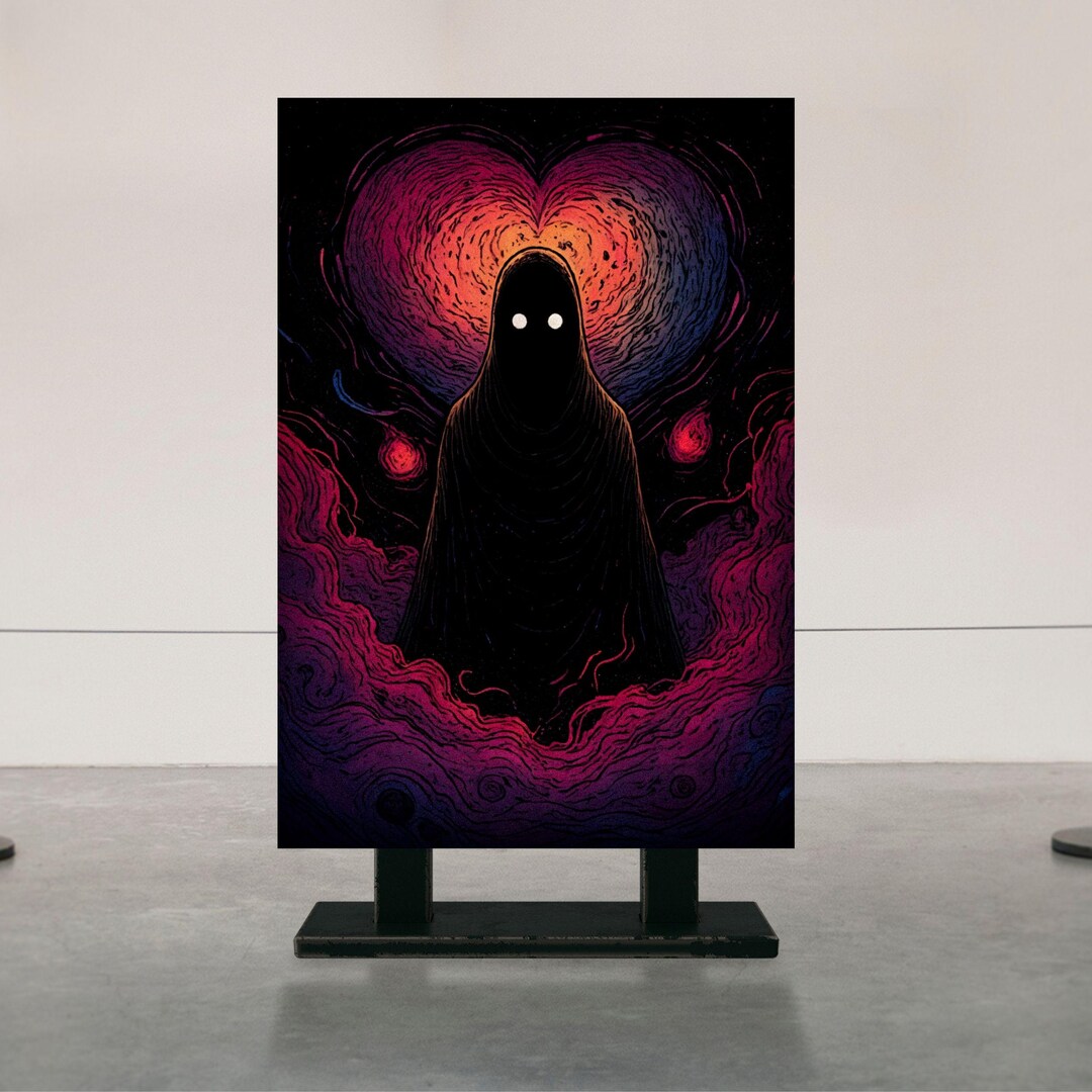 Ethereal Heart Silhouette Art Print: Gothic Dark Romanticism Wall Decor ...