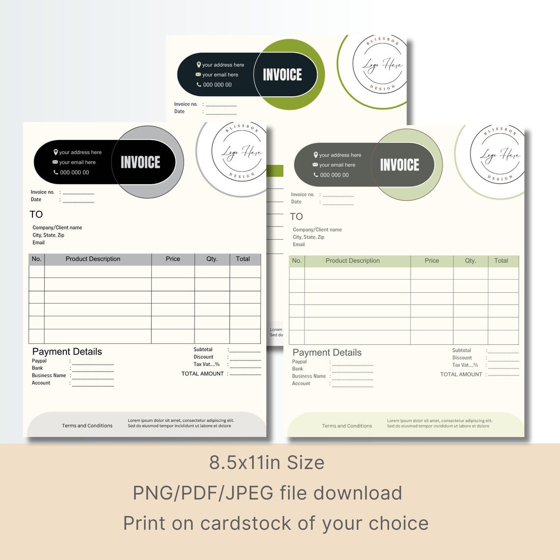 Printable Invoice Template Invoice Custom Order Forms Photography ...