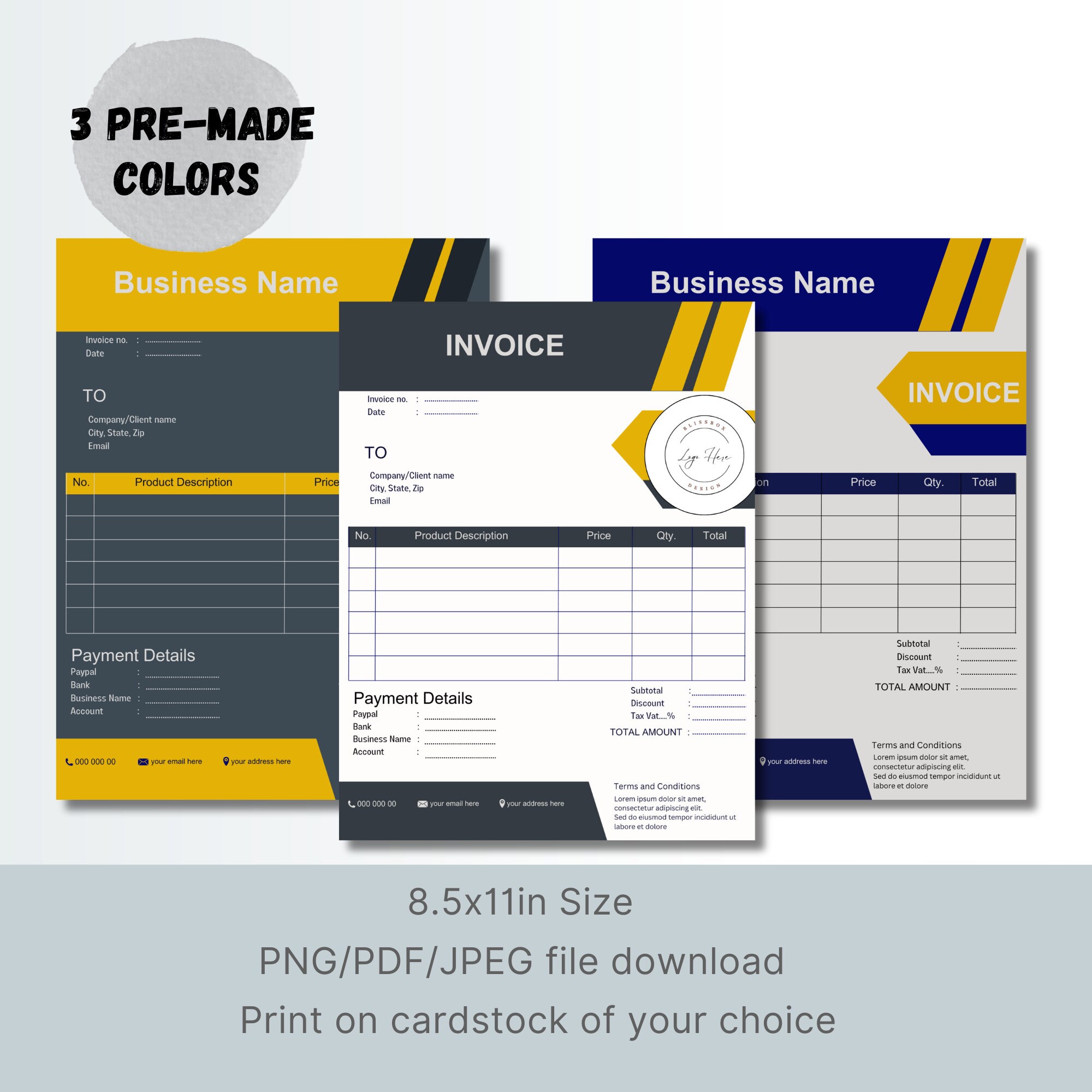 Plantilla de factura profesional, factura comercial imprimible ...