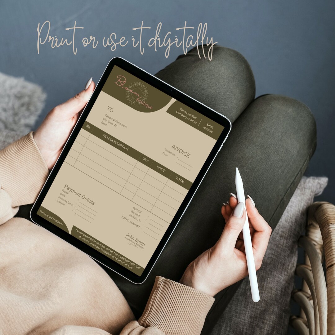 Invoice Template Editable, Business Editable Invoice Custom Printable ...