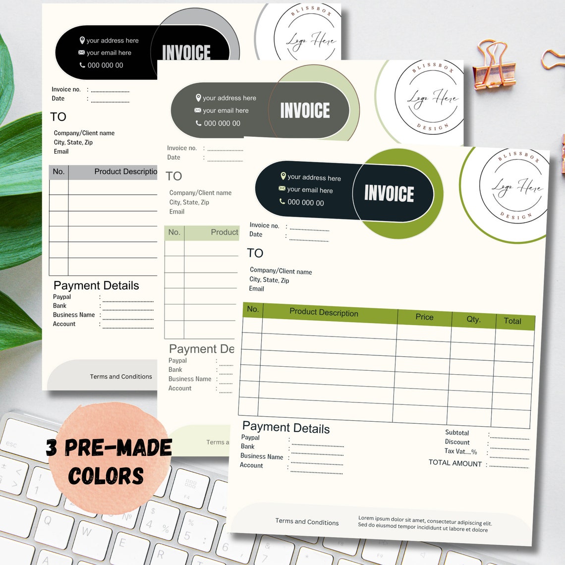 Printable Invoice Template Invoice Custom Order Forms Photography ...