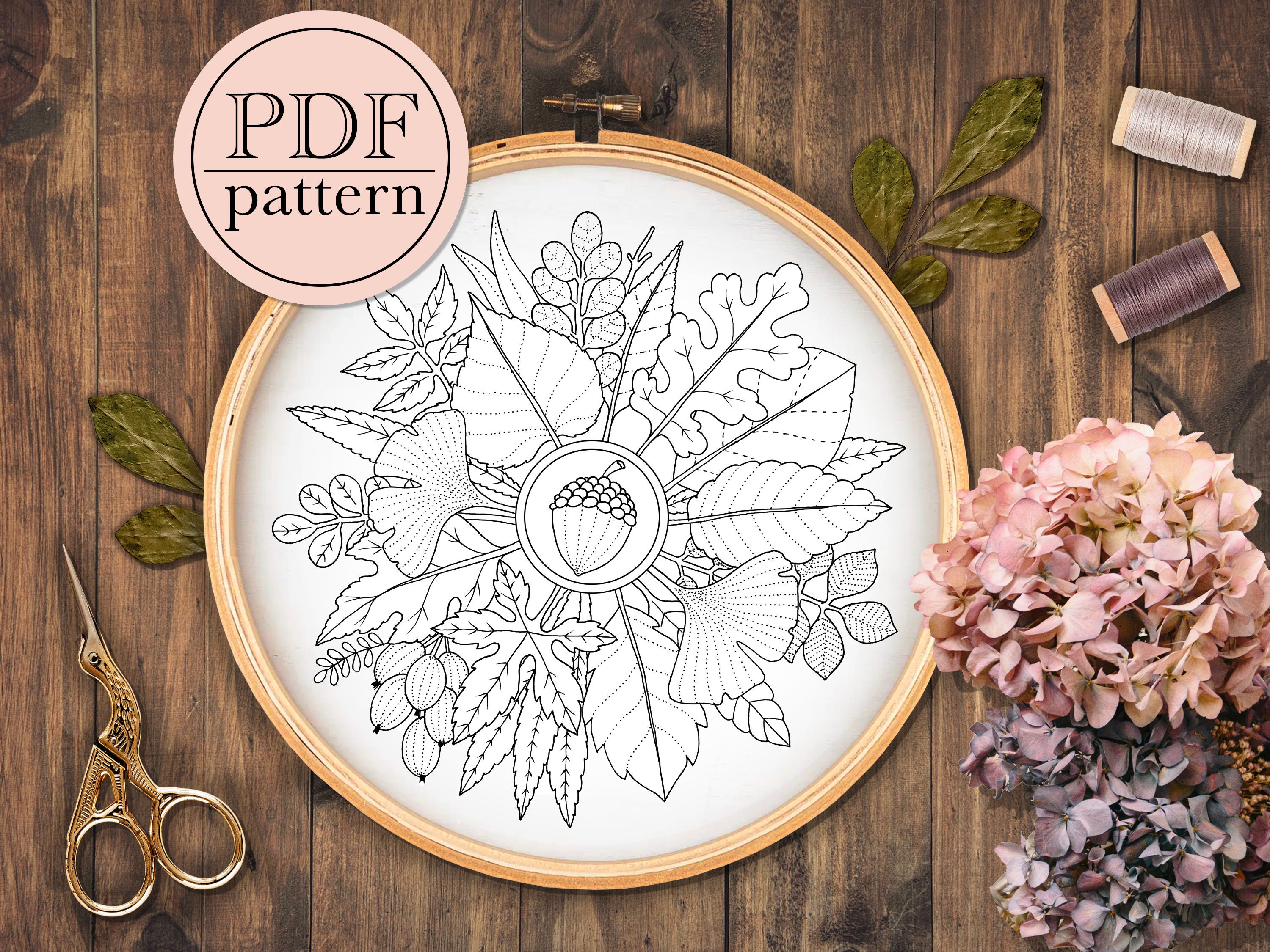 Fall Compass Hand Embroidery Pattern for 8", 6", 4" Hoops - PDF ...