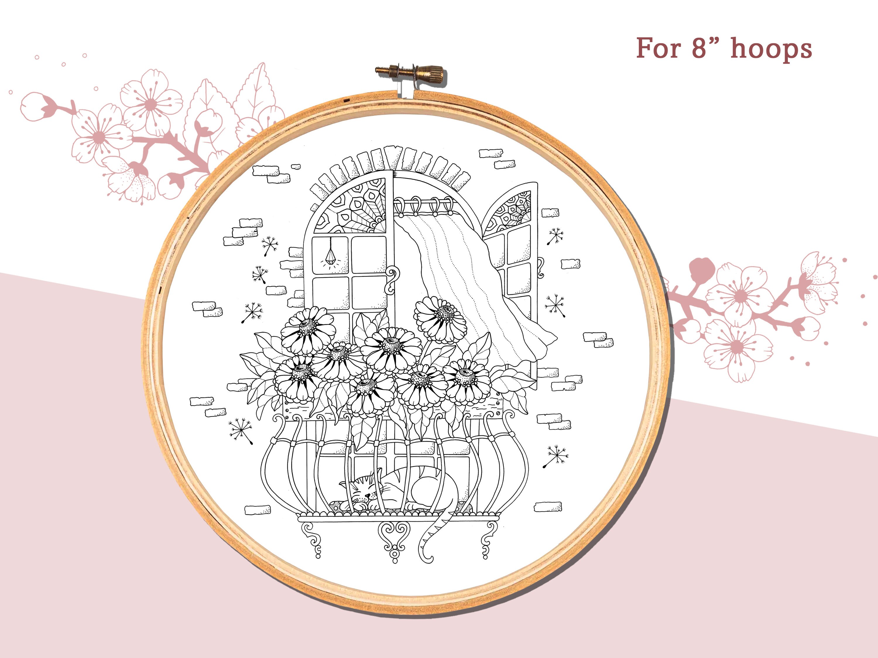 Zinnias Hand Embroidery Pattern for 8" Hoops - PDF Download - Etsy