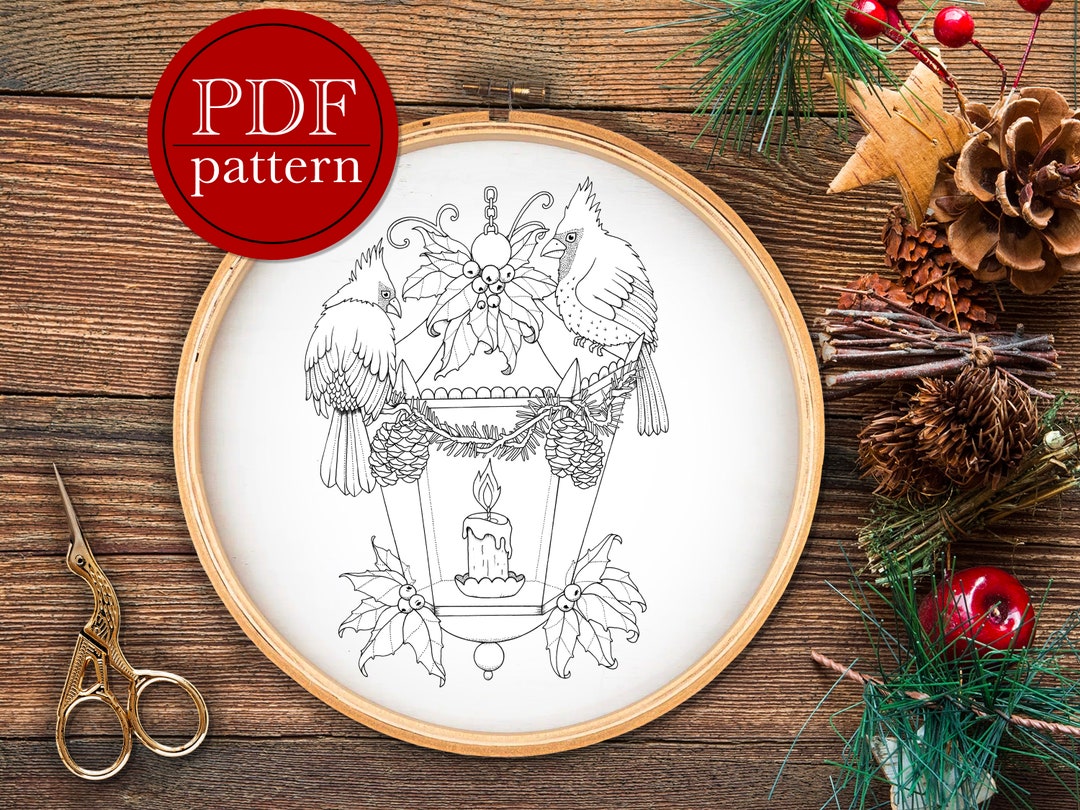 Winter Cardinals Hand Embroidery Pattern for 8" Hoops - PDF Download - Etsy