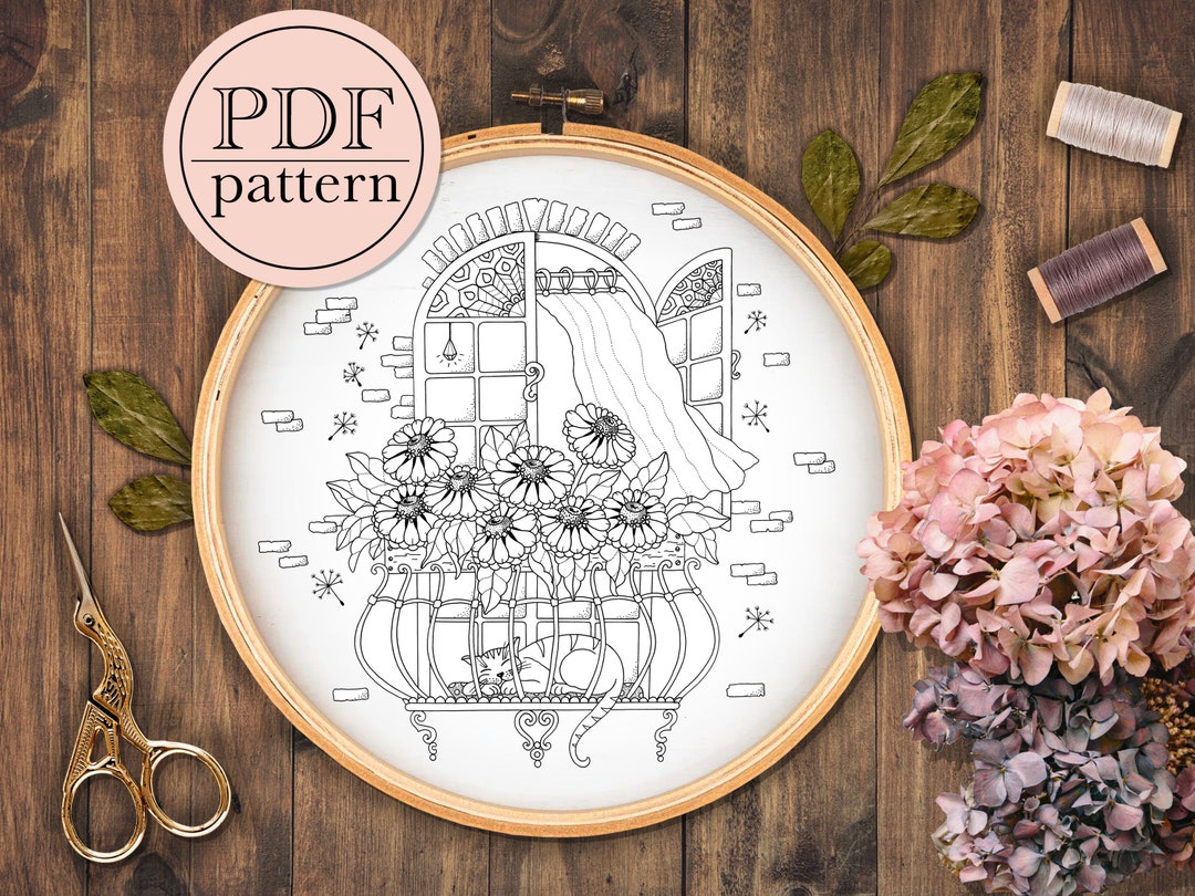 Zinnias Hand Embroidery Pattern for 8" Hoops - PDF Download - Etsy