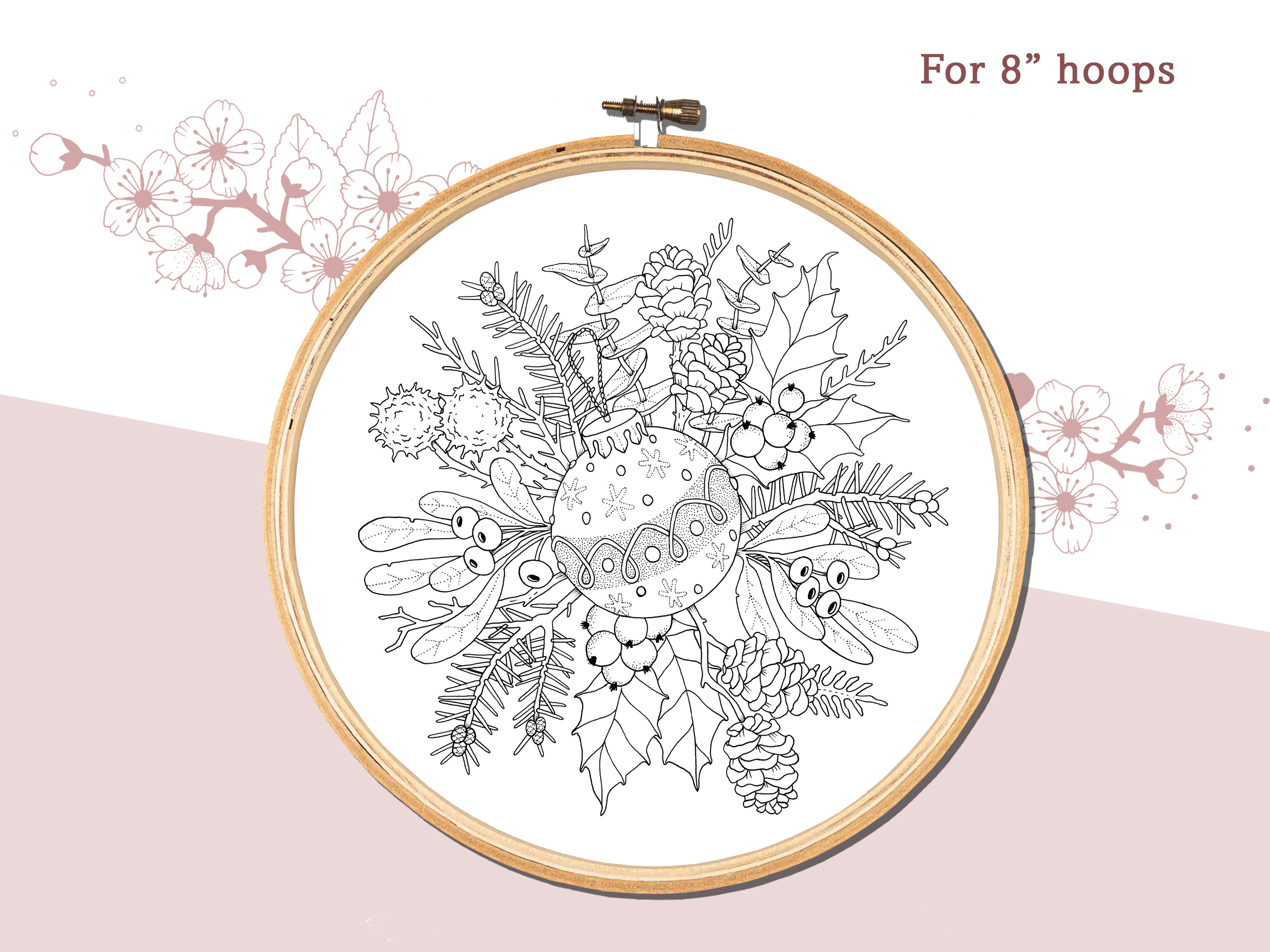 Christmas Ornament Hand Embroidery Pattern for 8" Hoops - PDF Download ...