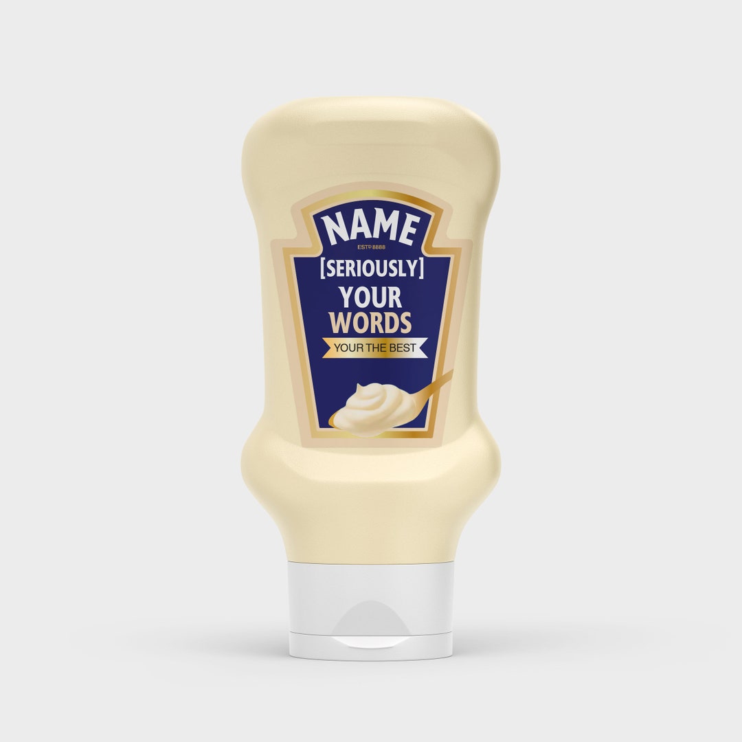 Personalised Mayonnaise Label Vinyl Sticker Funny Novelty Gift Birthday ...