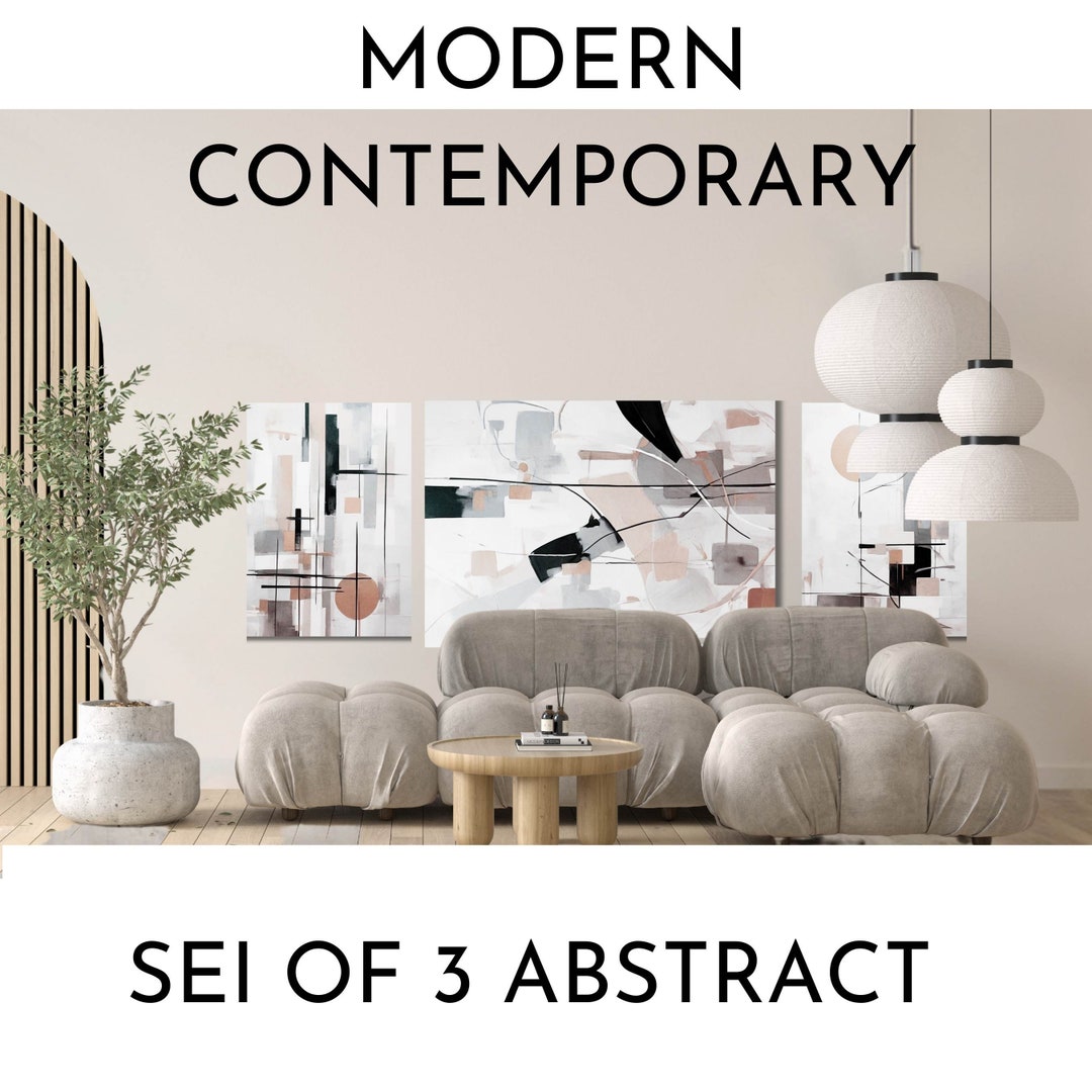 Set of 3 Abstract Japandi Wall Art Prints Modern Minimalist - Etsy