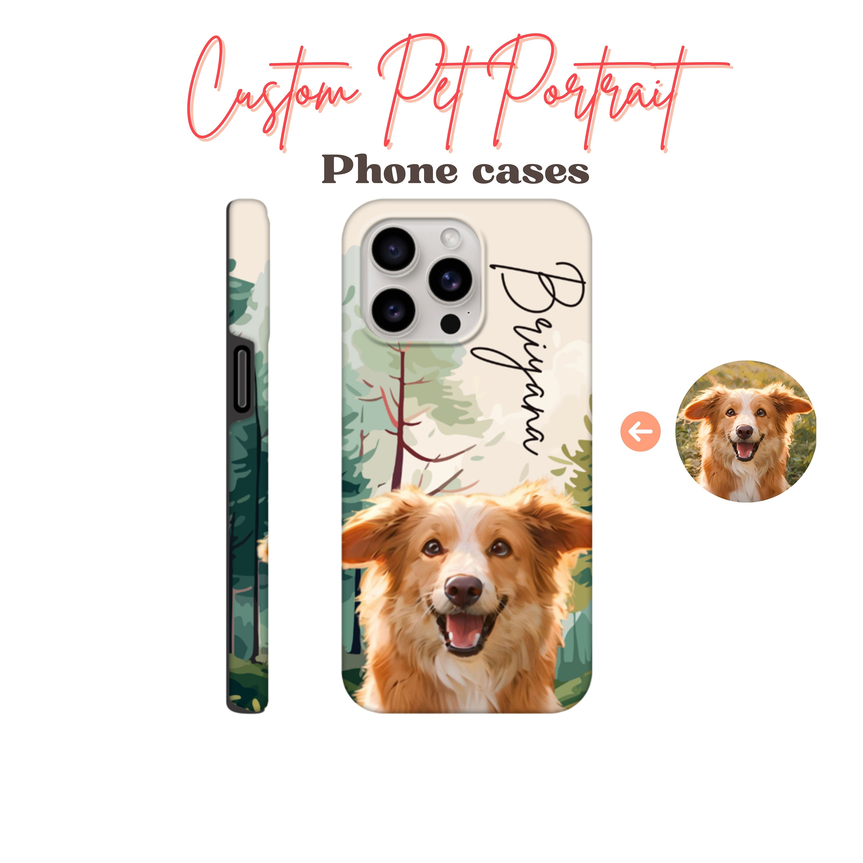 Custom Dog Portrait Phone Case Gift for Dog Lovers Custom Dog Phonecase ...