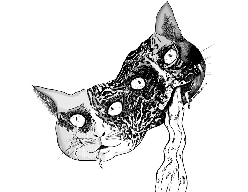 Junji Ito Cat Tomie Waterproof Matte Sticker - Etsy
