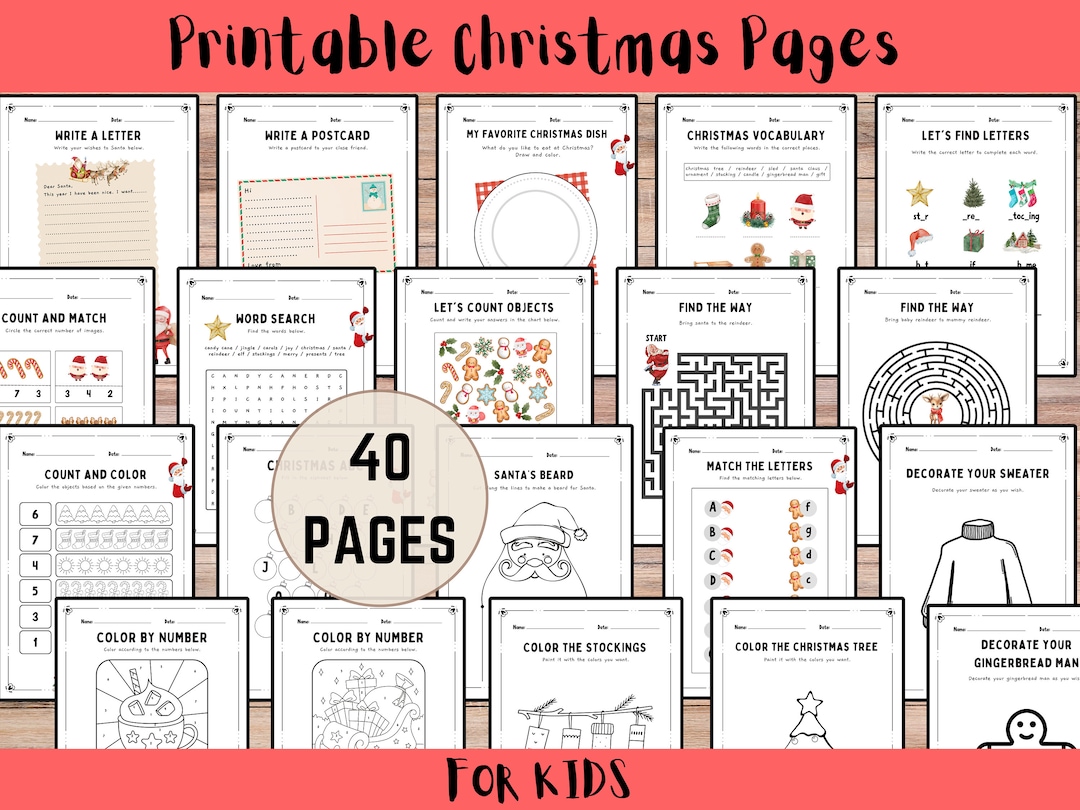 40 Printable Christmas Pages for Kids Christmas Bundle - Etsy Australia
