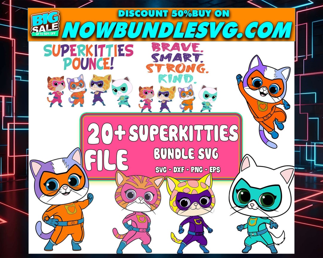 20 Superkitties Bundle Svg hero Kitties Super Cats Brave - Etsy