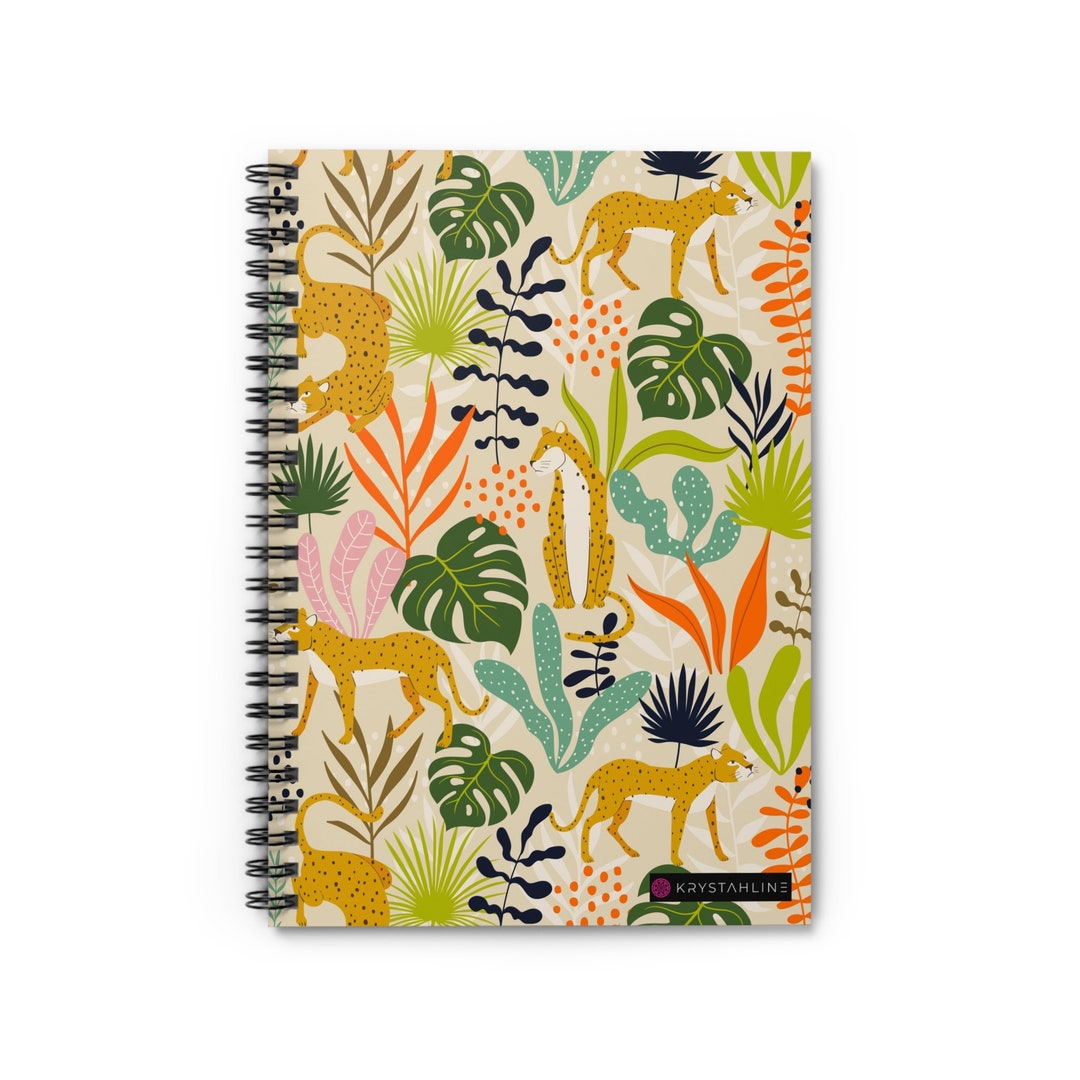 Jaguar & Jungle Theme Spiral Notebook Ruled Line - Etsy