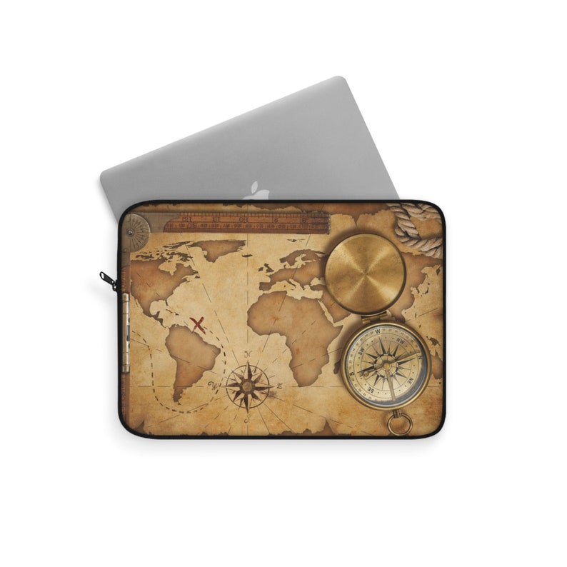 Vintage Explorer World Map | Compass and Navigation Tools | Cool Laptop ...