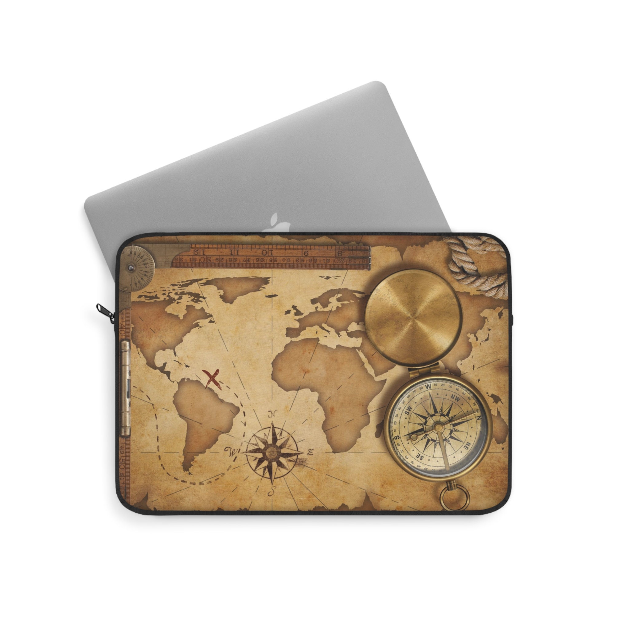 Vintage Explorer World Map Compass and Navigation Tools - Etsy