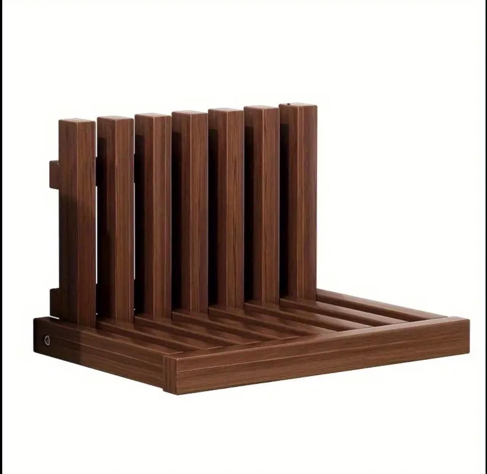 Vintage Oak Finish Wall-mounted Folding Shoe Changing Stool, Armless ...